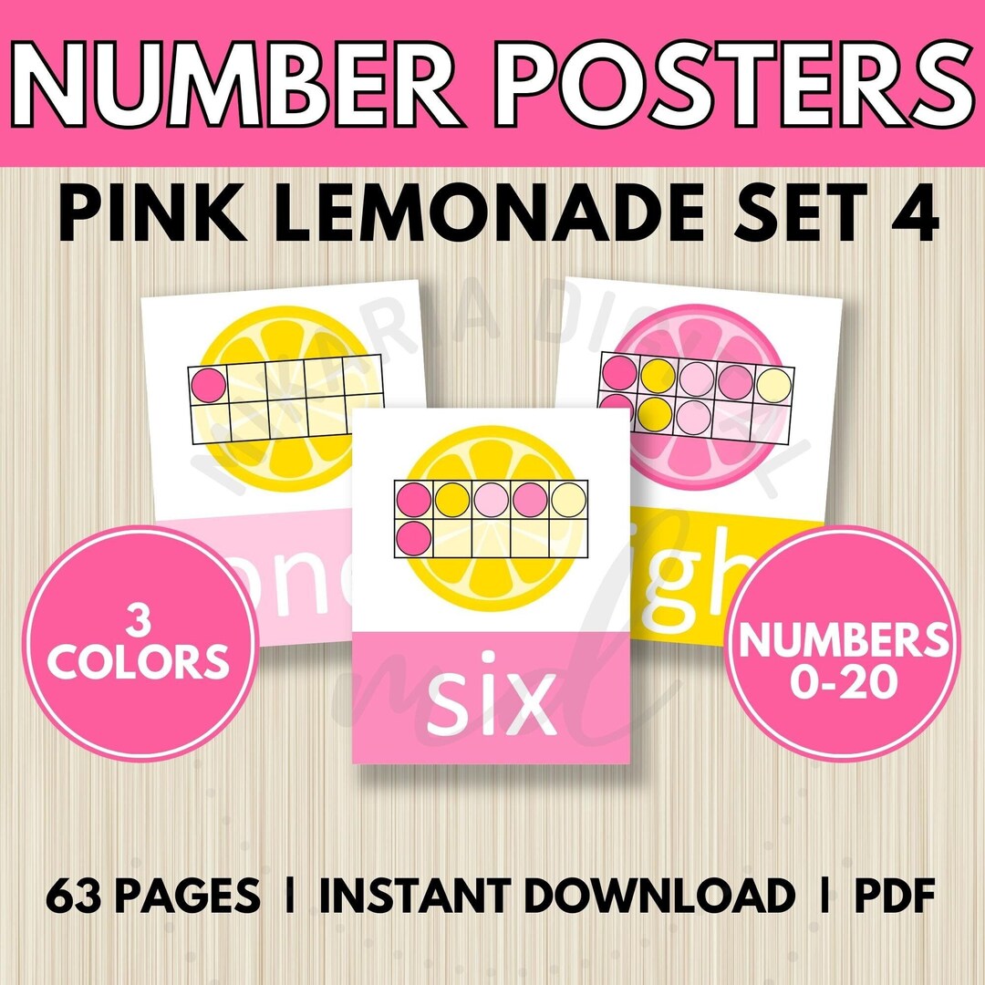 Number Posters for Kids Pink Lemonade Decorations for Girls - Etsy