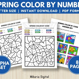 Bee Coloring Page Color by Number Printable Spring Party - Etsy Canada