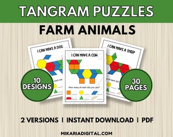 Farm Animal Pattern Block Cards - Etsy