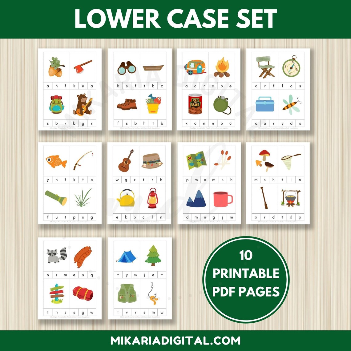 Alphabet Flashcards Printable Camping Games for Kids Summer - Etsy Canada