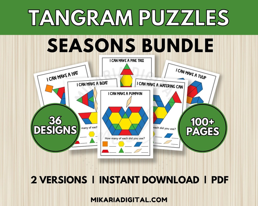 Tangram Puzzle Card Bundle, Toddler Learning Activity, Quiet Time Book ...