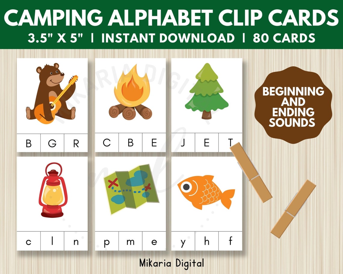Alphabet Flashcards Printable Camping Games for Kids Summer - Etsy Canada