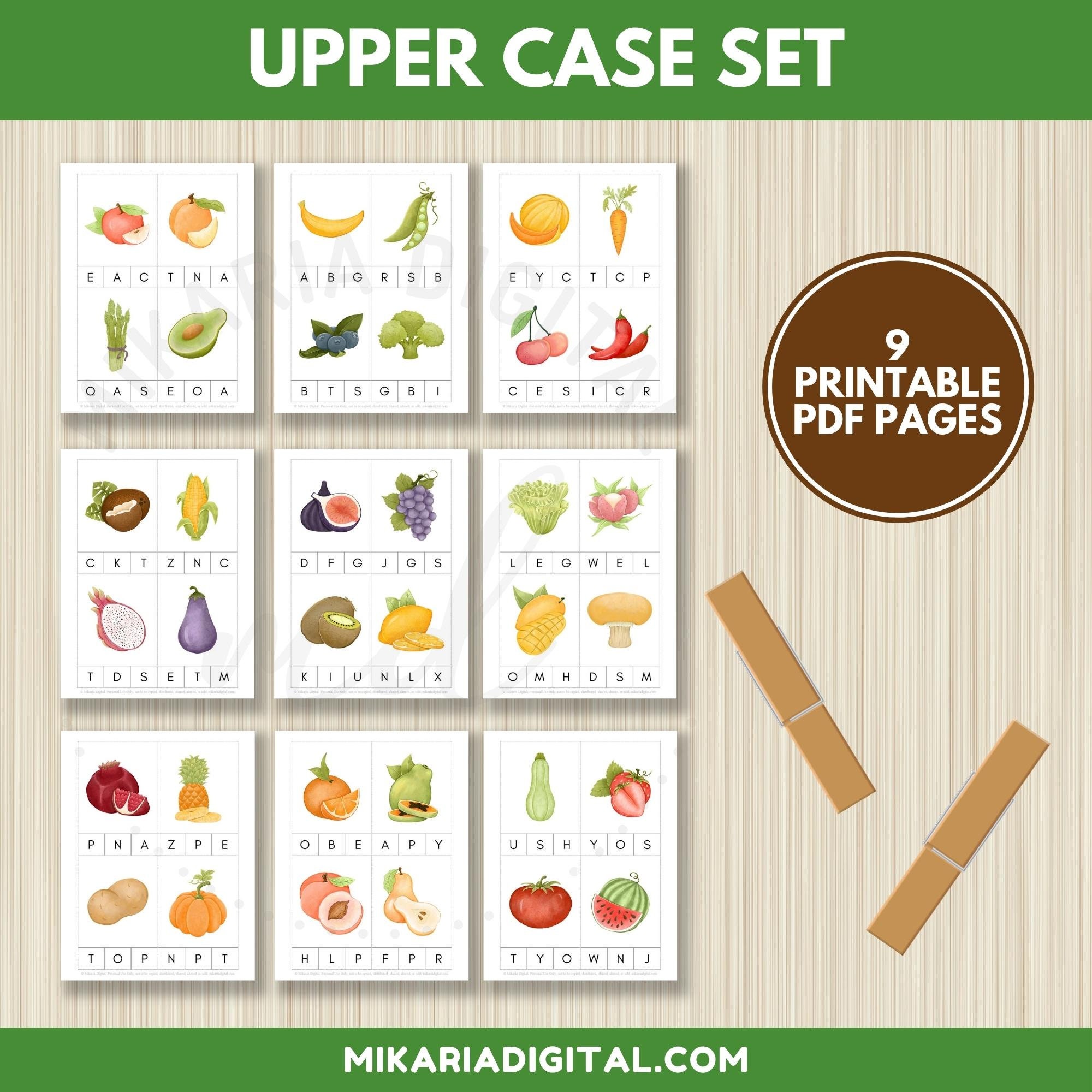 Fruit Alphabet Flashcards Printable, Vegetable Flashcards for Kids ...