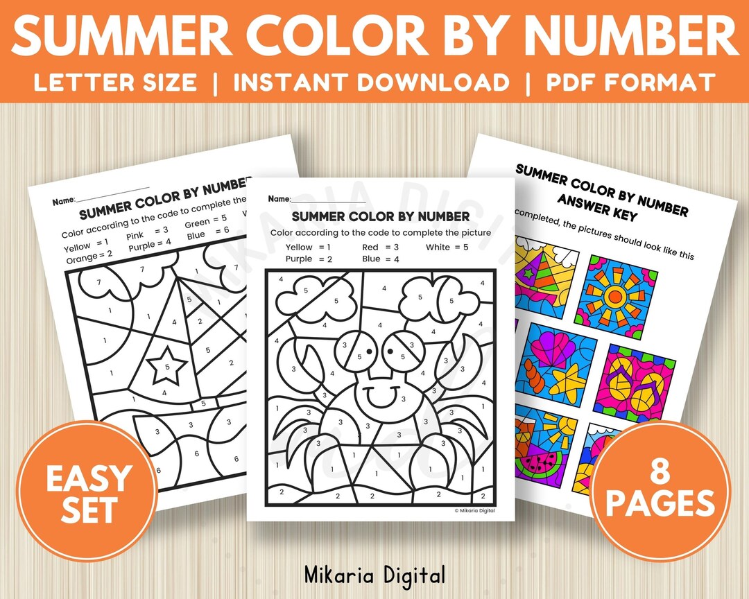 Easy Summer Color By Number