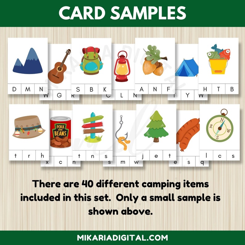 Alphabet Flashcards Printable Camping Games for Kids Summer - Etsy Canada