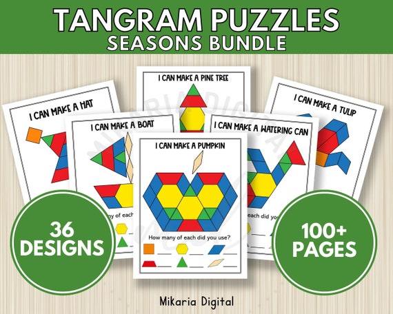 Tangram Puzzle Card Bundle Toddler Learning Activity Quiet - Etsy