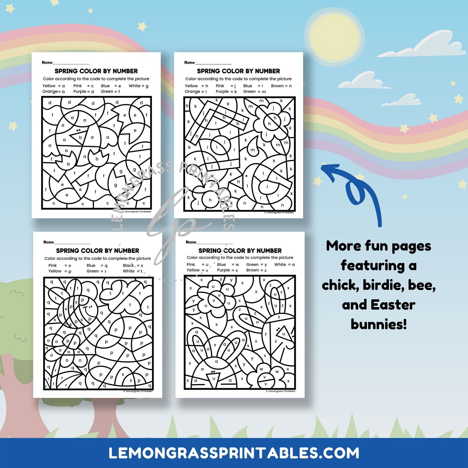 Bee Coloring Page Color by Number Printable Spring Party | Etsy Canada