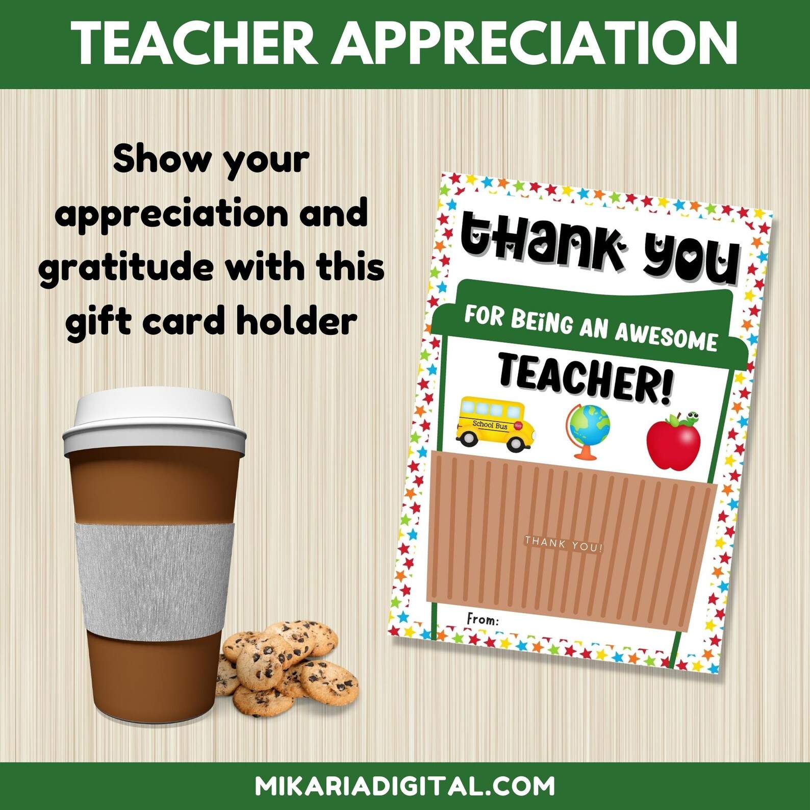 Coffee Gift Card Holder Printable Preschool Teacher Thank You - Etsy
