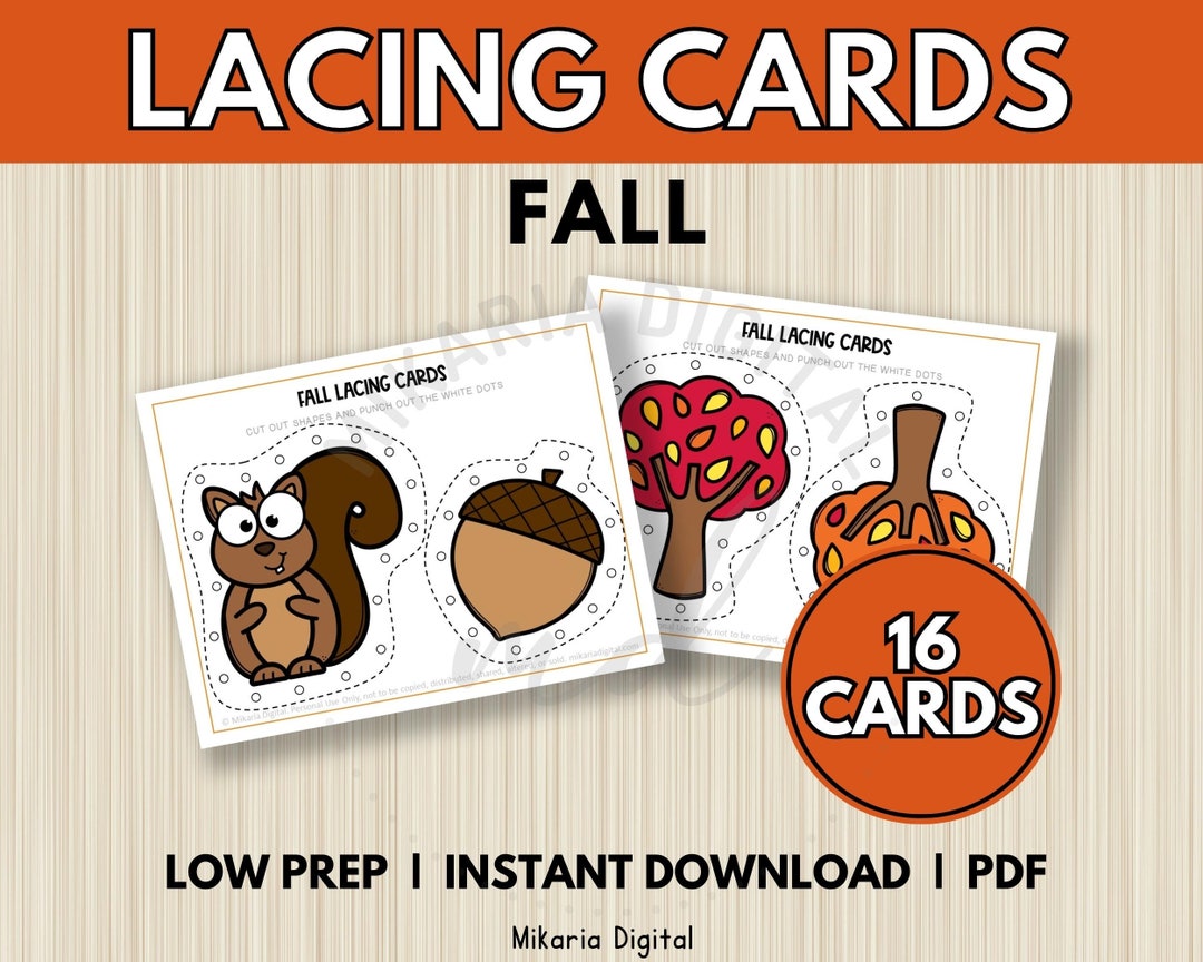 Fall Lacing Cards for Kids Fall Montessori Printable Activity - Etsy