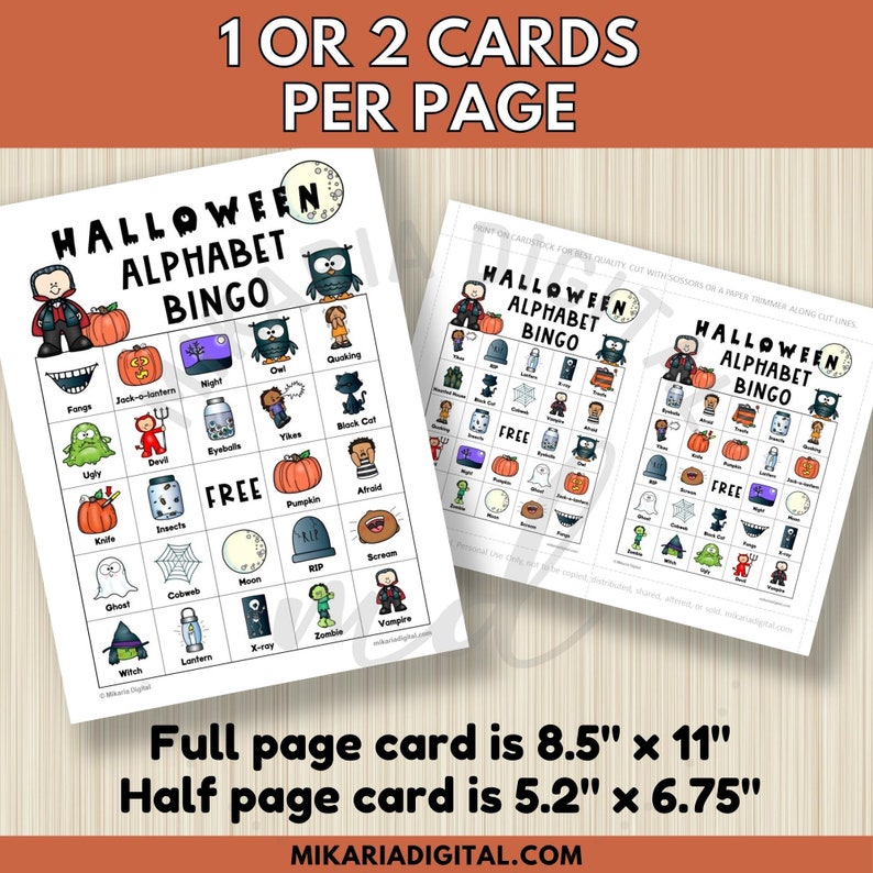 Halloween Alphabet Bingo Cards for Kids Halloween Party Game - Etsy Ireland