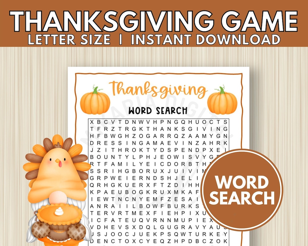 Thanksgiving Word Search Game, Thanksgiving Party Game for Adults, Fall ...