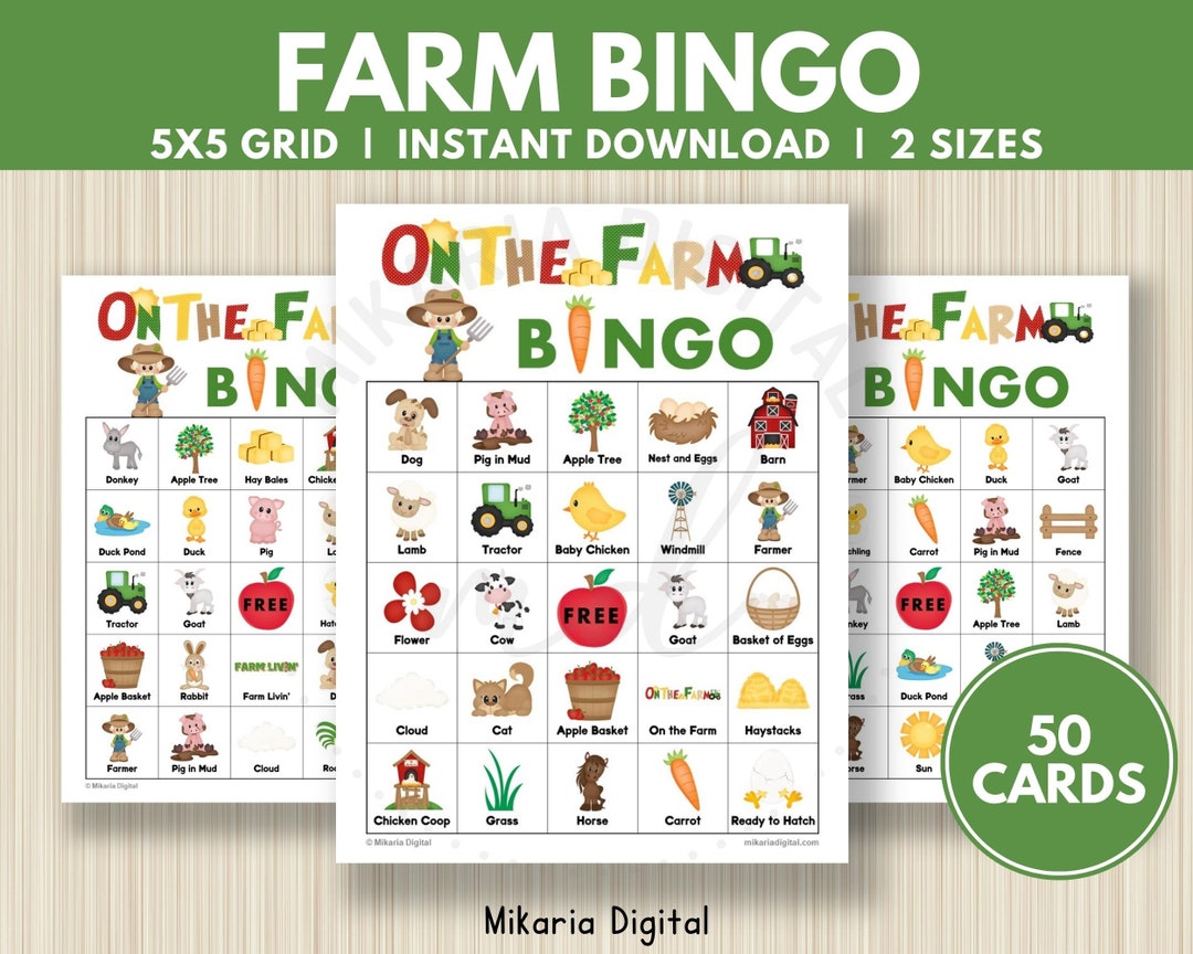 Farm Bingo Digital Download Toddler Matching Game Printable - Etsy Hong ...