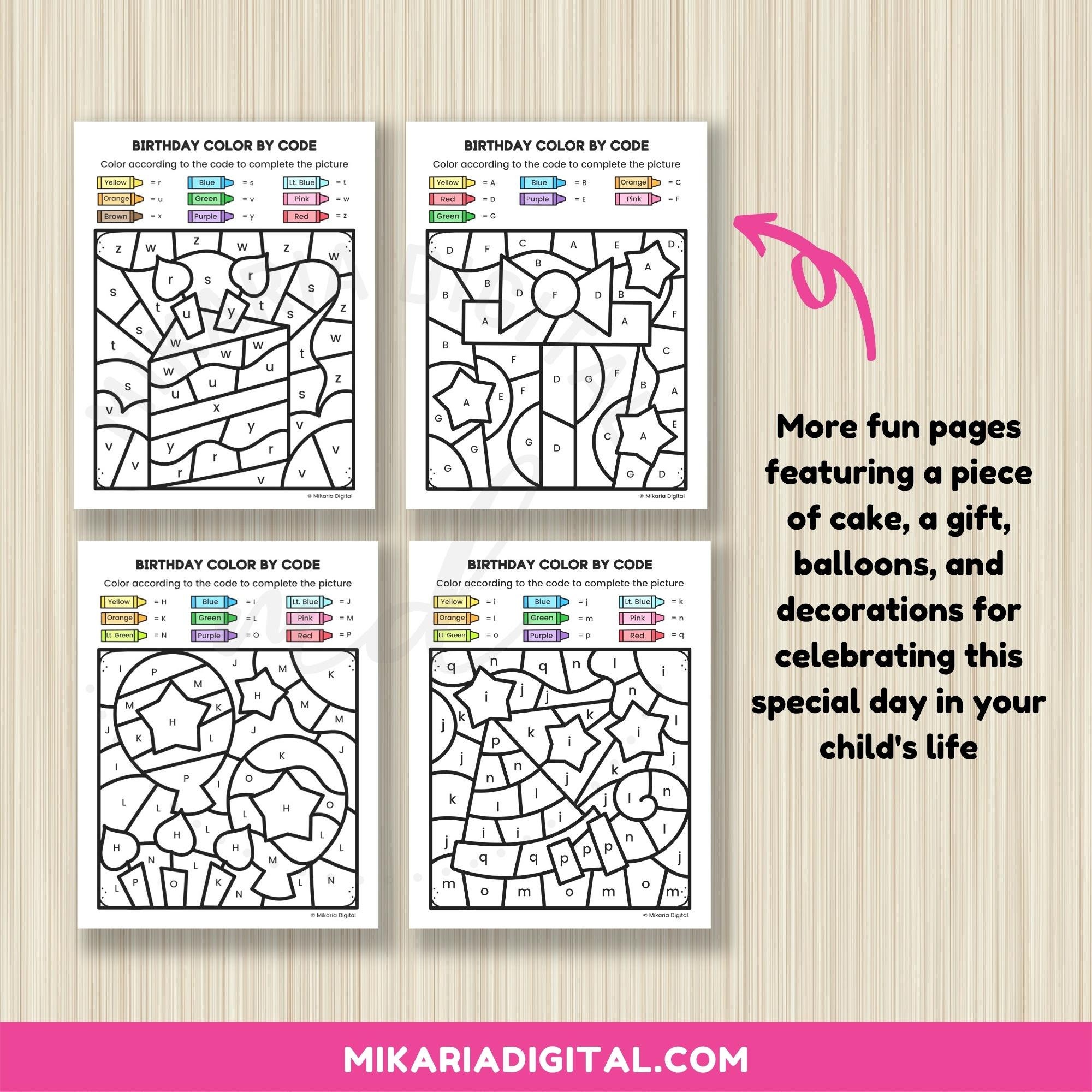 Birthday Coloring Pages Printable, Birthday Party Favors for Kids ...