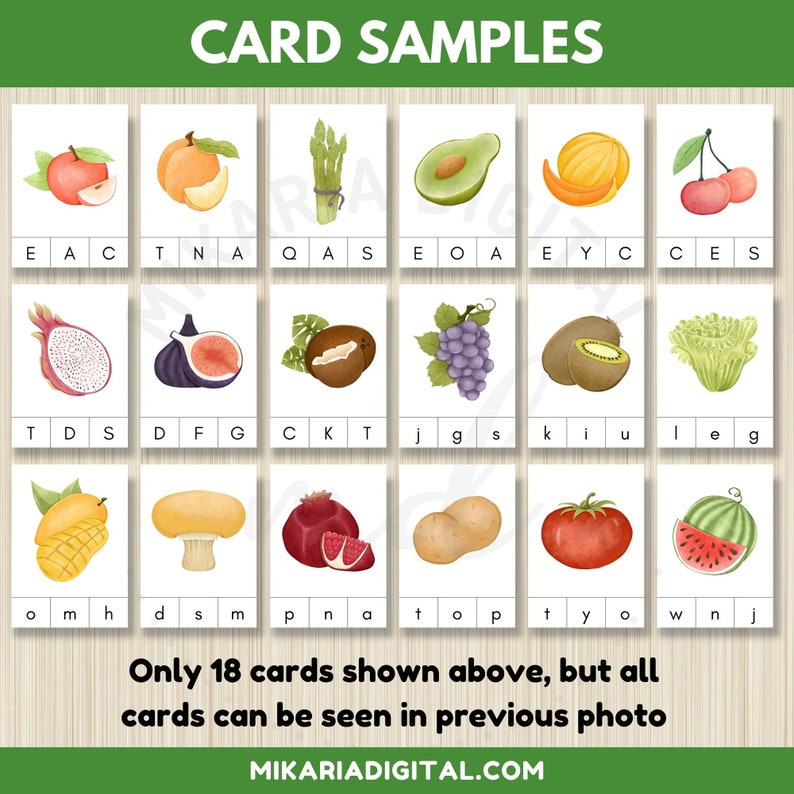 Fruit Alphabet Flashcards Printable, Vegetable Flashcards for Kids ...
