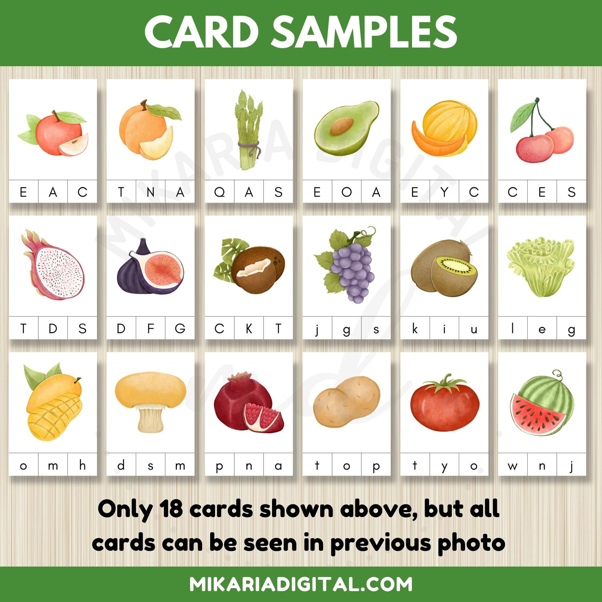 Fruit Alphabet Flashcards Printable, Vegetable Flashcards for Kids ...