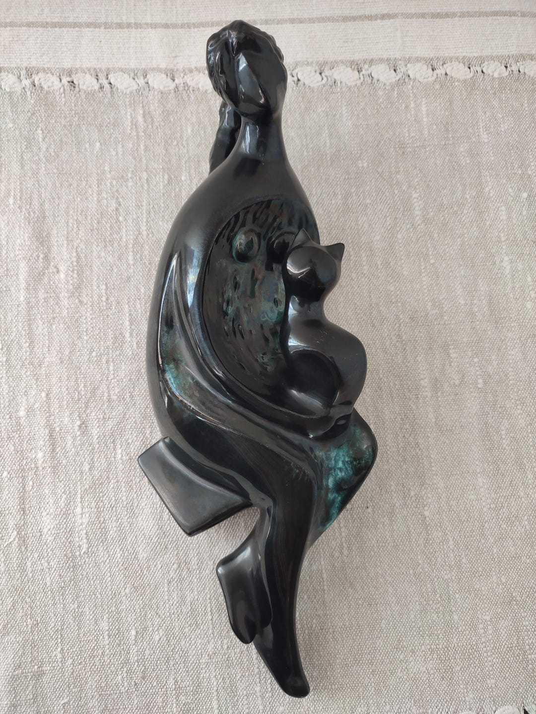 Jitka Forejtova Lady With Cat Ceramic Figurine - Etsy