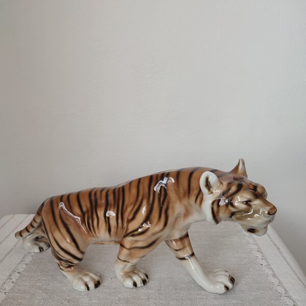 Porcelain Tiger Figurine - Etsy