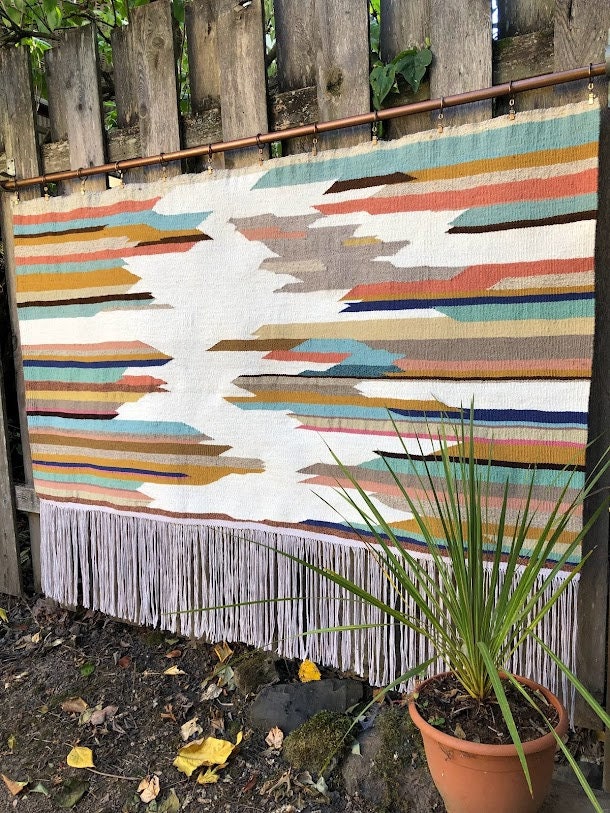 Weaving, Unique Hand Woven Tapestry, Yarn, Wall Hanging, Frame Loom ...
