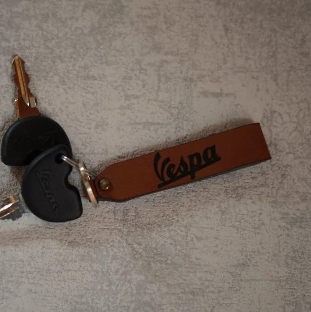 Vespa Piaggio Lettering Faux Leather Key Ring With Key Ring - Etsy ...
