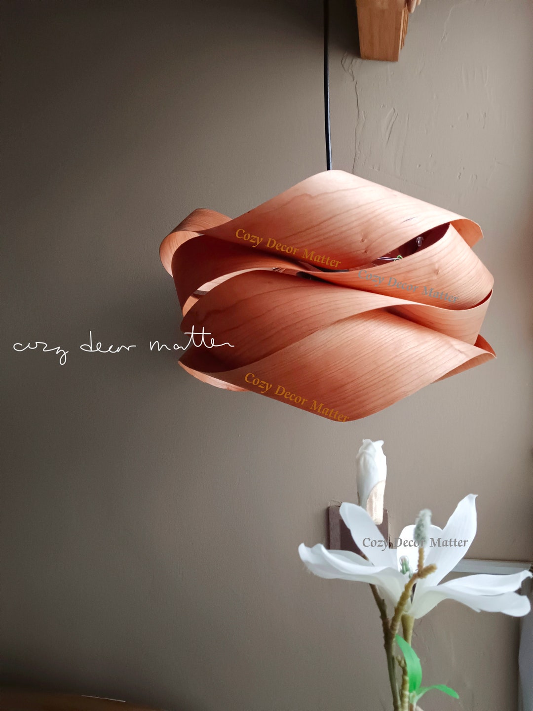 Large to Small Wood Hanging Pendant Light Bent Wood Veneer - Etsy