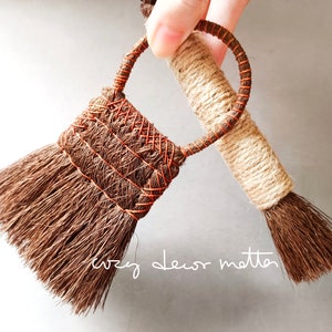 Palm Tree Fiber Hand Broom, Natural Chic Coffee Lover Brush, Small ...