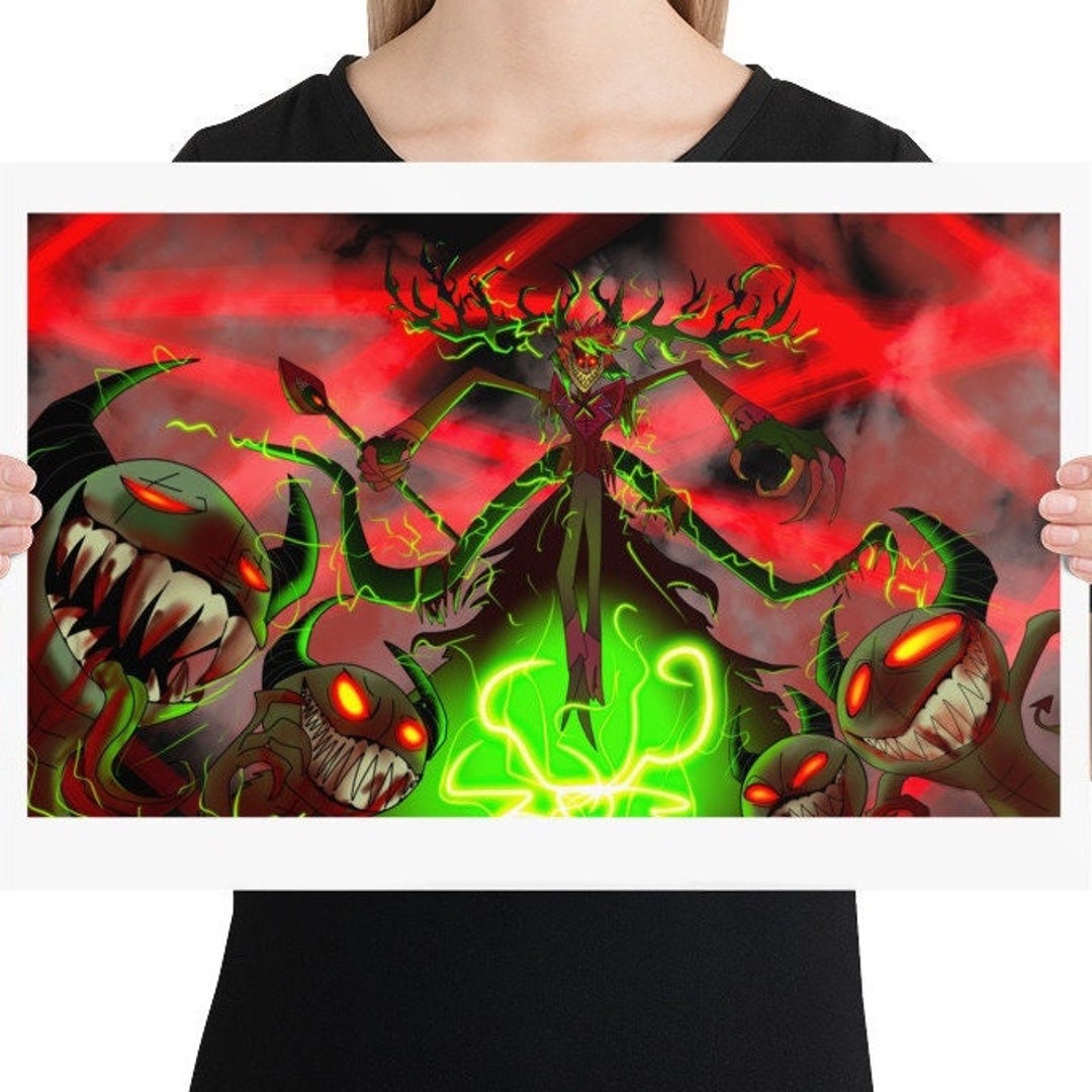 Alastor Deer Demon Sinner Fanart Hell Hotel Hazbin Imp Cartoon Painting ...