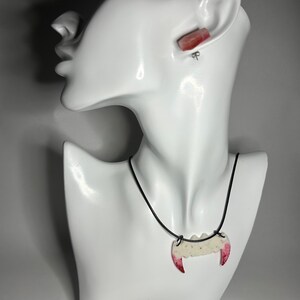 Vampire Fangs Resin Handmade Necklace Silver Plated Chain Halloween ...
