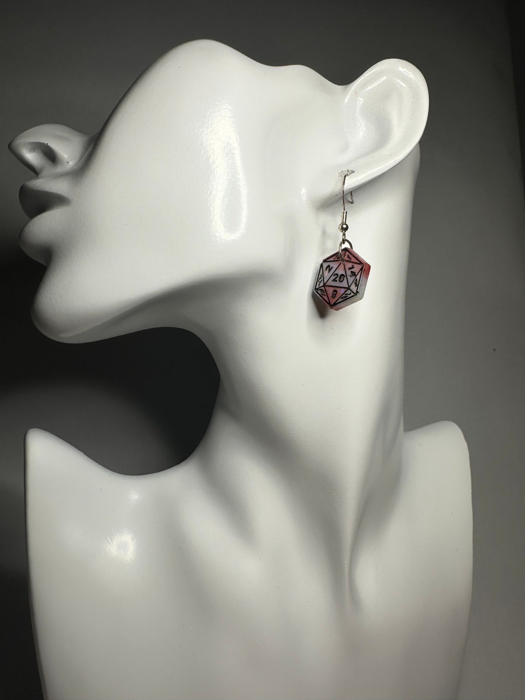 D&D D20 Dice Jewellery Dangle Drop Earrings Gaming Statement Resin ...