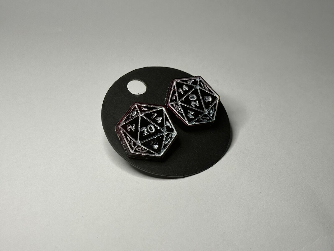 D20 Stud Resin Earrings Nerd DND Handmade Dungeons and Dragons Gamer ...