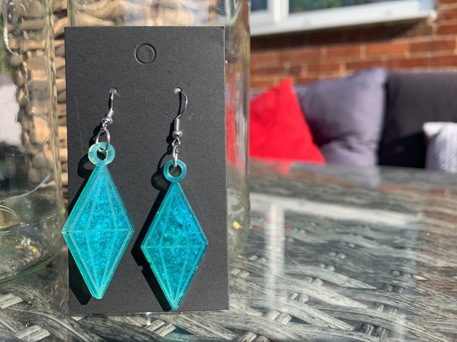 Plumbob the Sims Diamond Earrings Drop Handmade Resin Gaming - Etsy