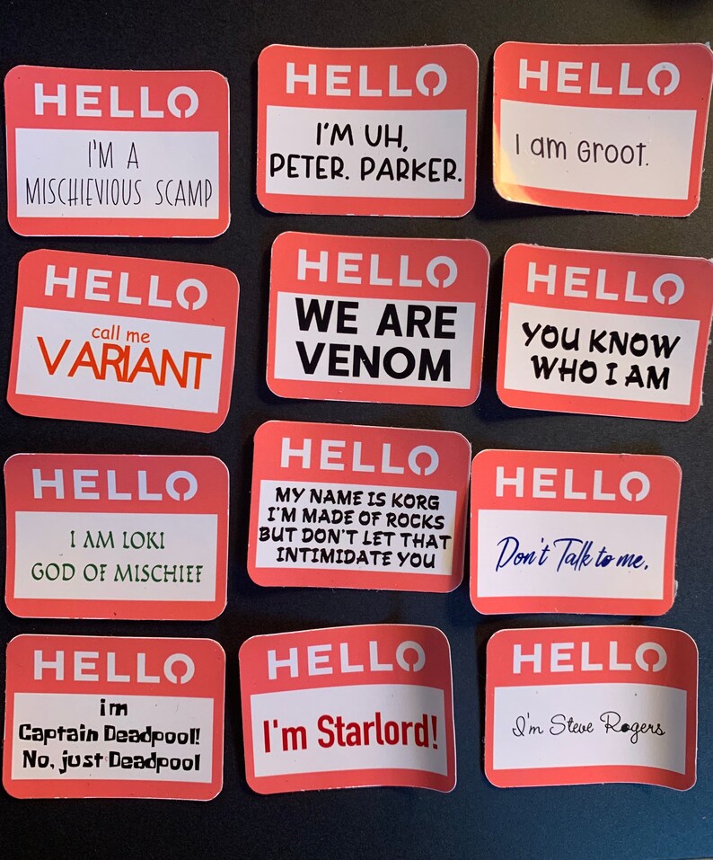 Marvel Themed Hello I Am Stickers Handmade Marvel Comic Book Hero ...