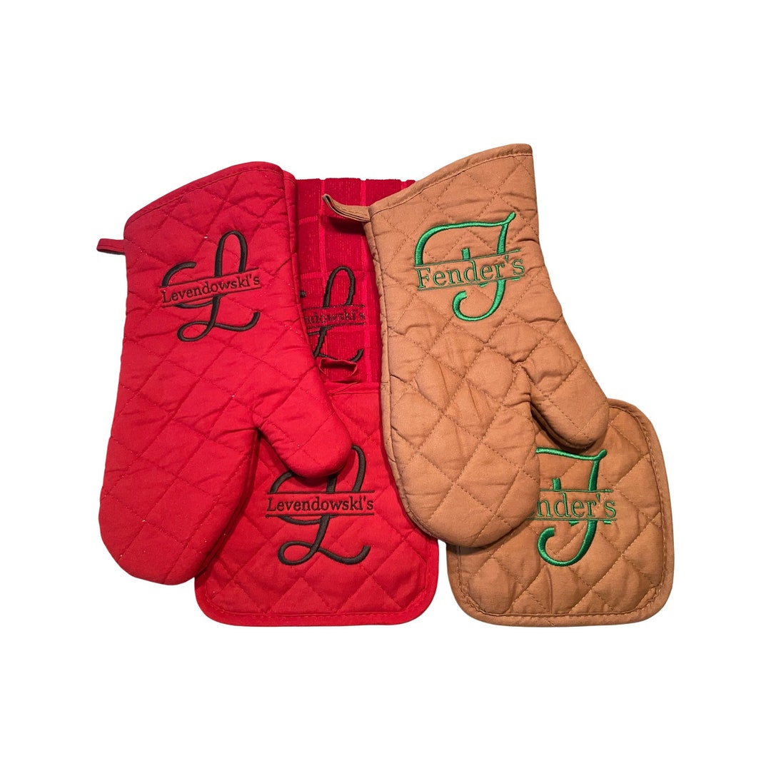 Personalized Kitchen Set, Oven Mitt Pot Holder Kitchen Towel Set ...