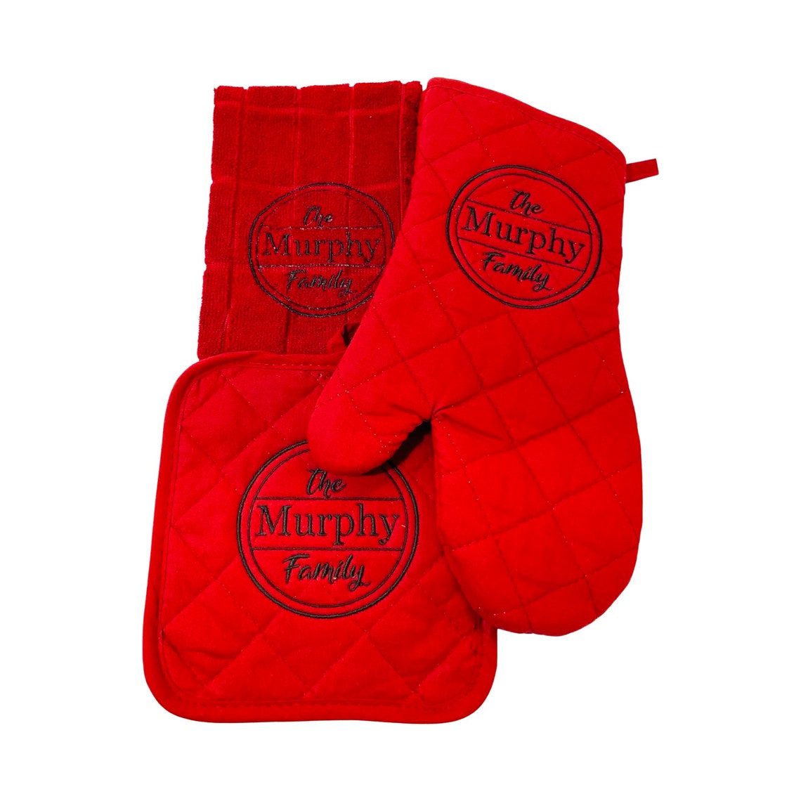 Personalized Kitchen Set Oven Mitt Pot Holder Kitchen Towel - Etsy