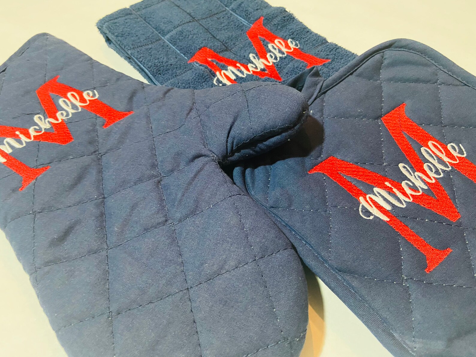 Personalized Kitchen Set Oven Mitt Pot Holder Kitchen Towel | Etsy