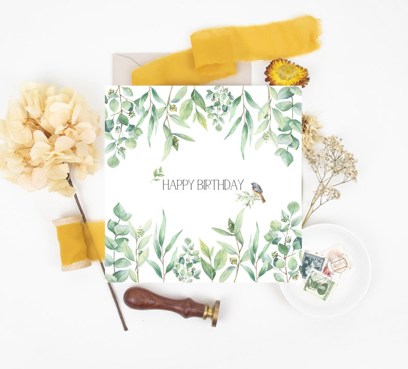 Printable Birthday Card, Greenery Card, Happy Birthday, Plant Lover ...