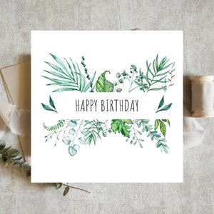 Printable Birthday Card Greenery Card Happy Birthday | Etsy