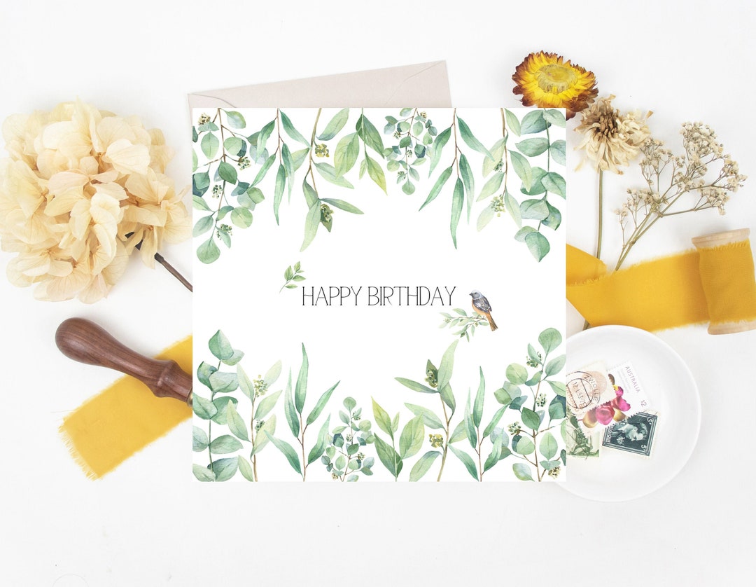 Printable Birthday Card, Greenery Card, Happy Birthday, Plant Lover ...