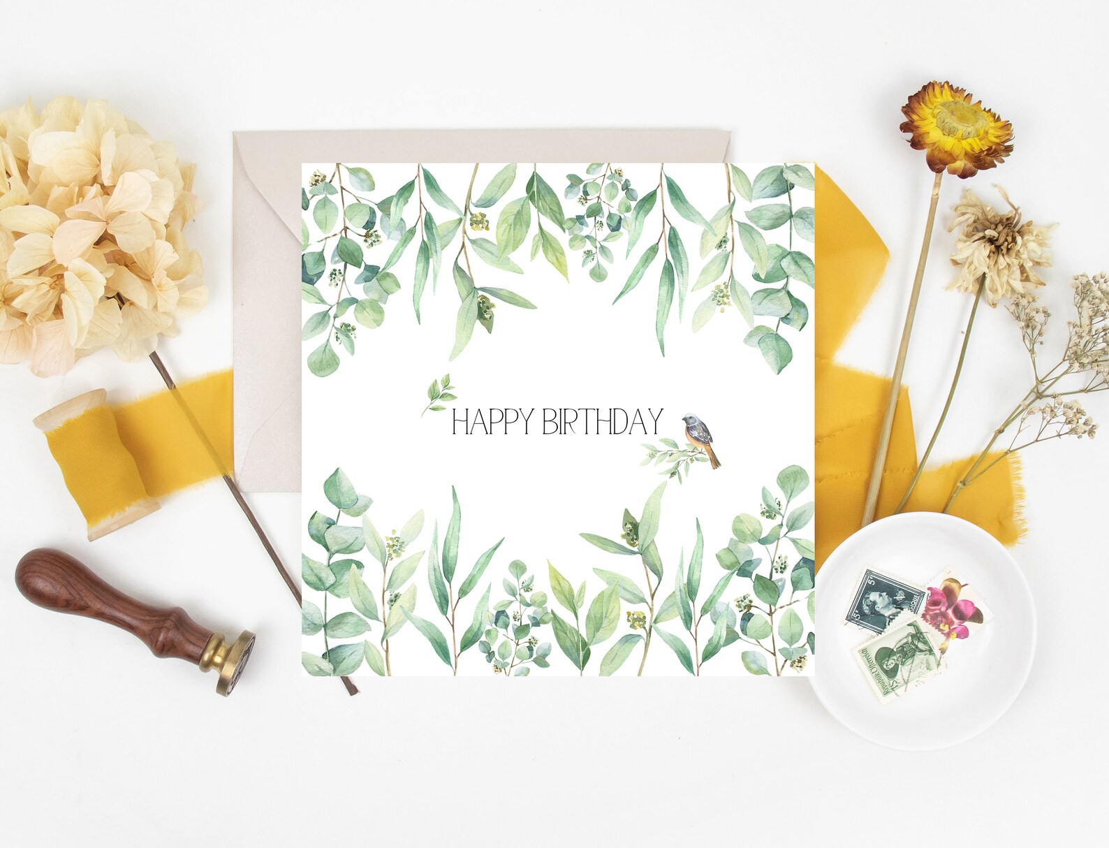 Printable Birthday Card Greenery Card Happy Birthday Plant | Etsy