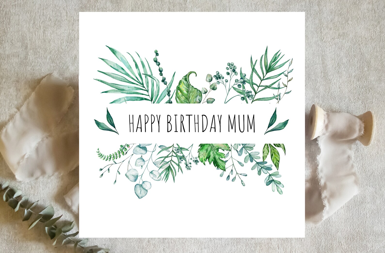 Printable Mom Birthday Card Mum Birthday Card Greenery Card - Etsy
