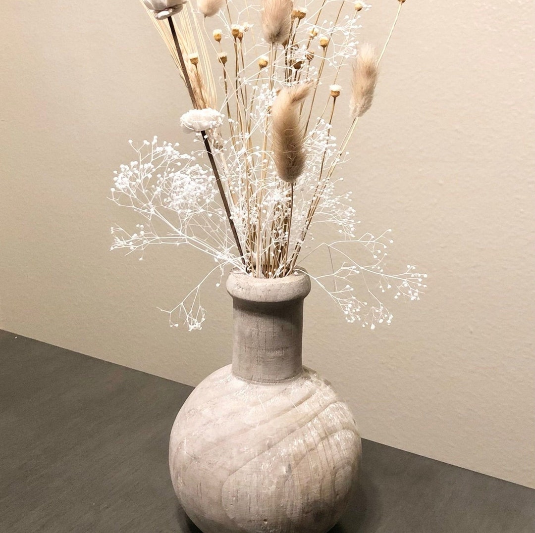 Boho Dried Flower Arrangement in Rustic Vase - Etsy