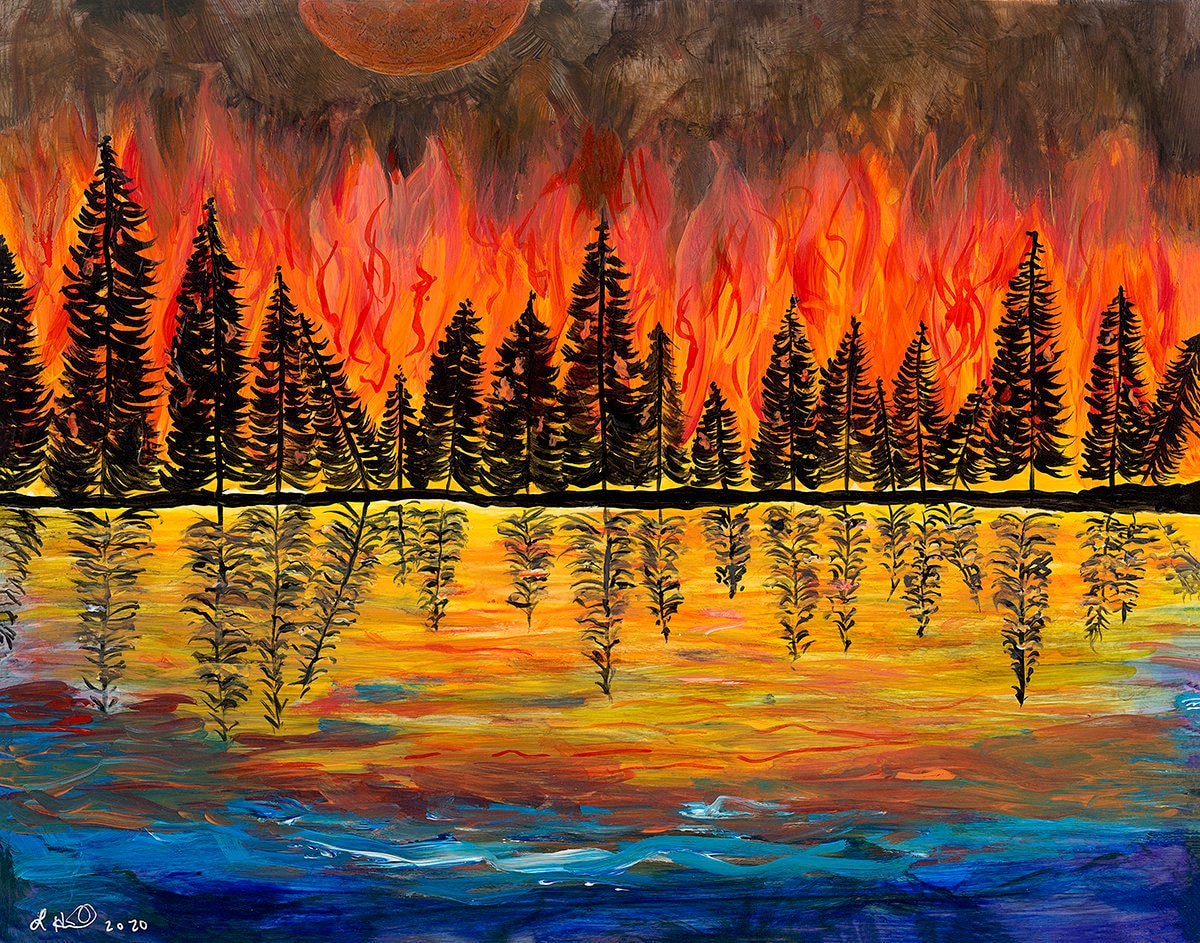 Wildfire on the Mckenzie 11x14 Print of Original Painting by Lynn Hill ...