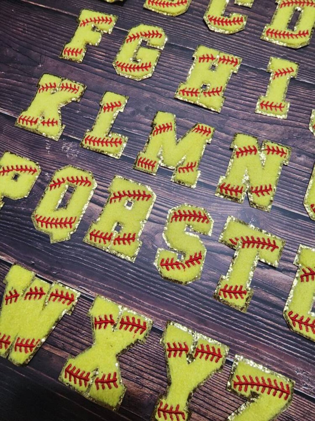 Softball Glitter Iron-on Chenille Letter & Number Patches: Fuzzy ...