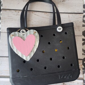 Valentines Heart Bogg Bag Charm – Wooden and Metal, Optional Bow - Etsy