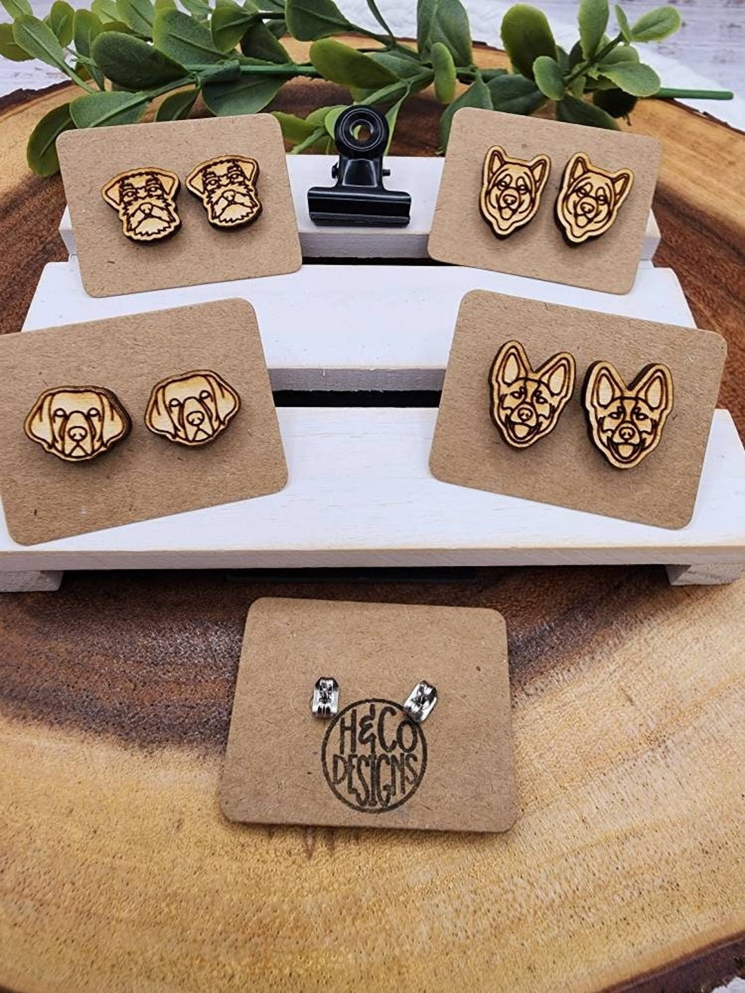 Custom Dog Earrings | Personalized Dog Laser Engraved Stud Earrings ...