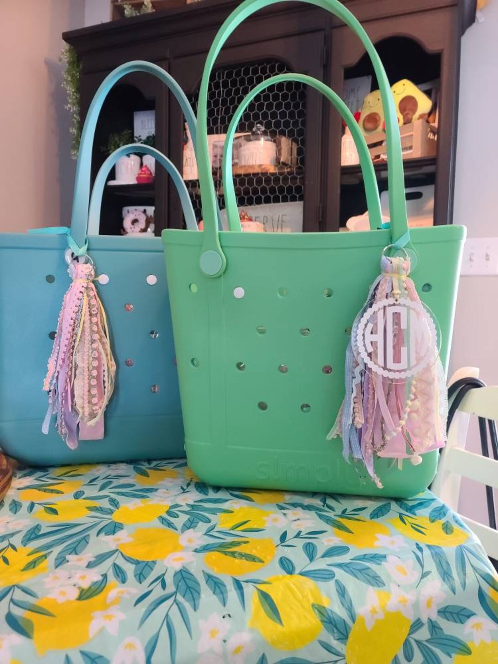 Bogg Bag Monogrammed Tassel/tag/charm Pastel Colors - Etsy