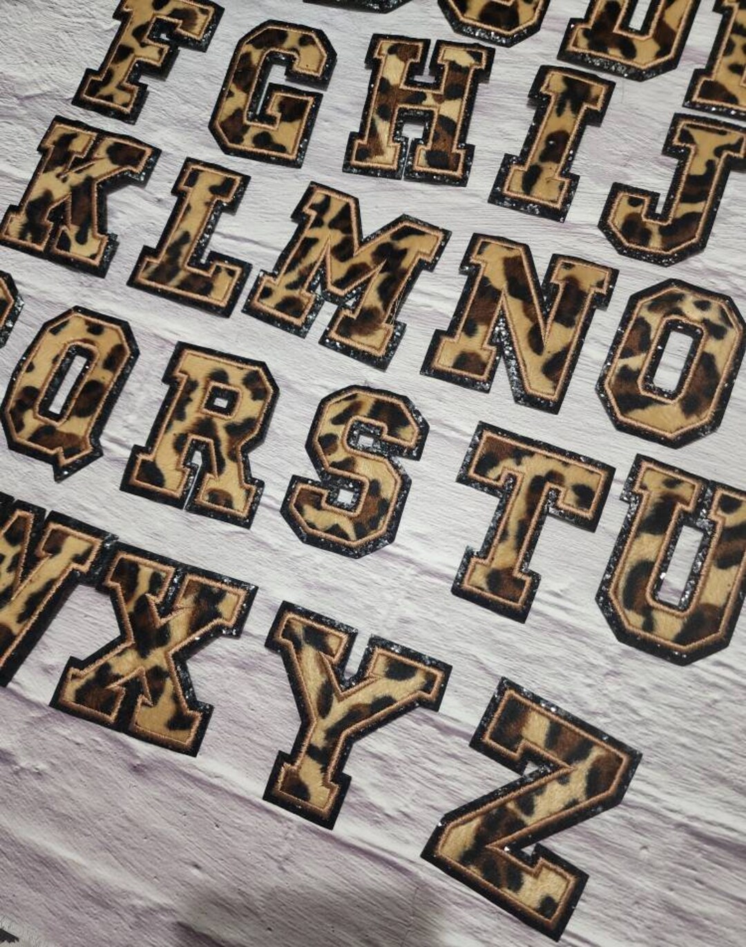 Cheetah Print Glitter Letter Patches- Iron on Letter Patch- Fuzzy ...