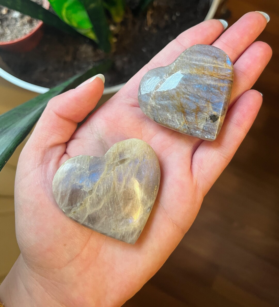 Moonstone With Sunstone Natural Gemstone Carved Heart - Etsy