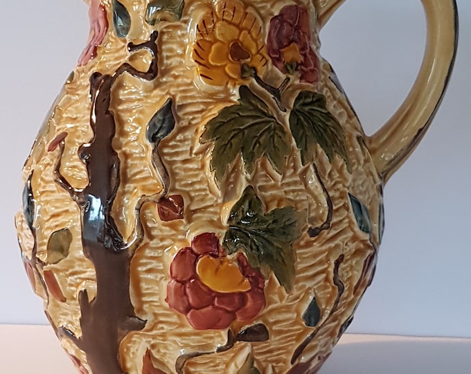 Large Hand Painted Indian Tree Jug by H J Wood, With Raised Decoration ...