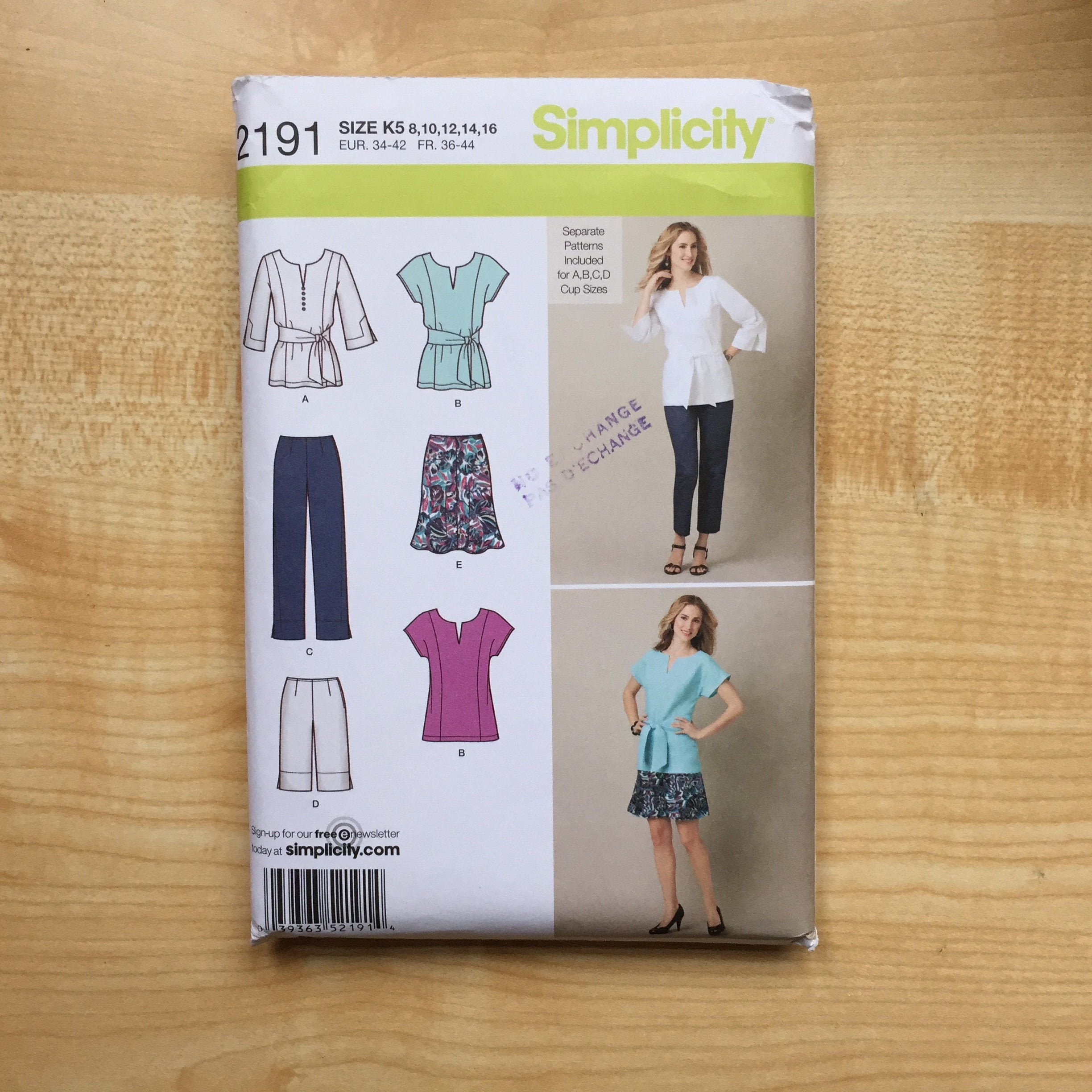 Simplicity 2191 Printed Sewing Pattern Misses Women's - Etsy