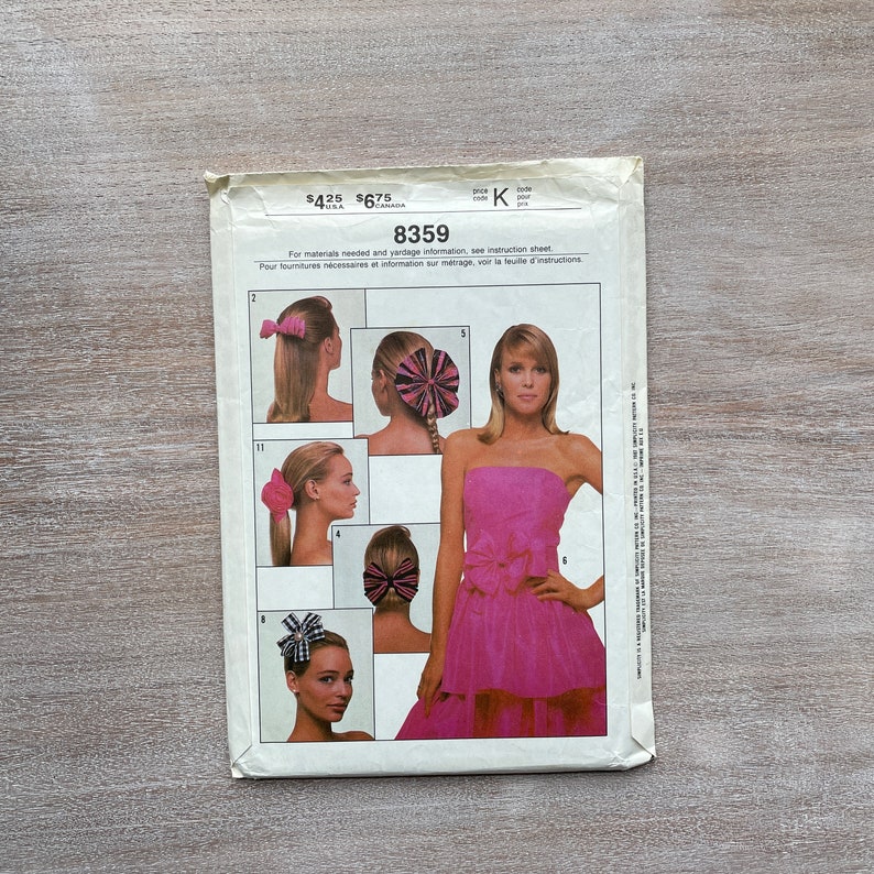 Simplicity 8359 - 80s Sewing Pattern for Belts and Hair Accessories ...